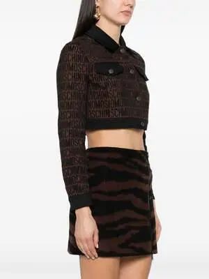 Moschino Logo-print Cotton-blend Cropped Jacket