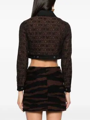 Moschino Logo-print Cotton-blend Cropped Jacket