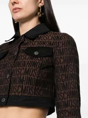 Moschino Logo-print Cotton-blend Cropped Jacket