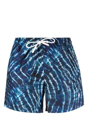 COUNTY OF MILAN Wave Print Swim Shorts - Blue