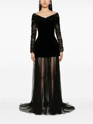 ANA RADU Sheer-overlay Off-shoulder Gown