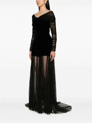 ANA RADU Sheer-overlay Off-shoulder Gown