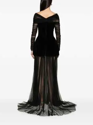 ANA RADU Sheer-overlay Off-shoulder Gown