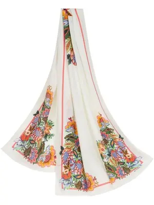 Etro Bouquet-print Fringed Scarf