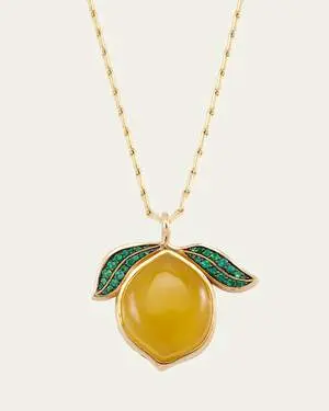 Brent Neale Yellow Opal And Green Emerald Lemon Pendant Necklace - Gold