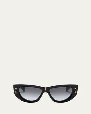 Balmain B-muse Acetate And Titanium Cat-eye Sunglasses - Blk Gld