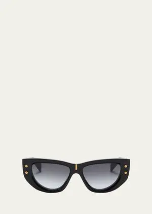 Balmain B-muse Acetate And Titanium Cat-eye Sunglasses - Blk Gld