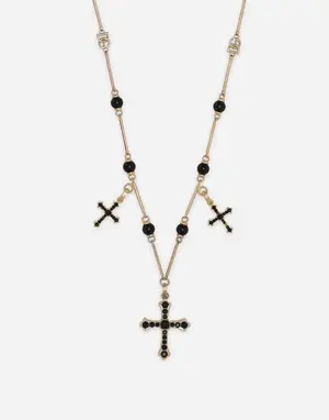 Dolce & Gabbana Necklace With Rhinestone Crystal Crosses And Spheres