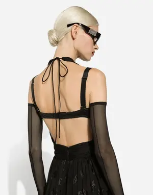 Dolce & Gabbana Dévoré Satin Calf-length Dress With All-over Dg Logo