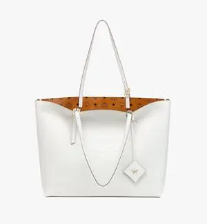 Mcm Himmel Embossed Logo Shopper - Egret
