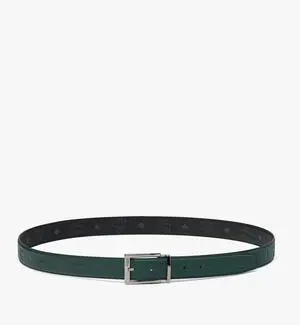 Mcm MCM Aren Reversible Belt 1.3" In Embossed Monogram Leather Forest Green