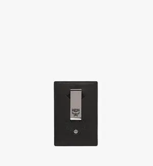 Mcm Aren Money Clip Card Case In Maxi Monogram Leather - Black