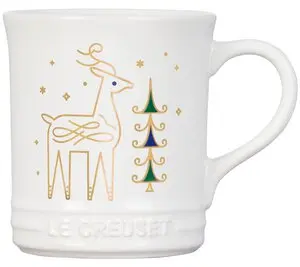 LE CREUSET Noel Collection: 14 Oz. Reindeer Mug White W/ Applique - One-color