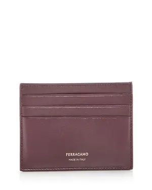 FERRAGAMO Leather Card Case - Dark Barolo