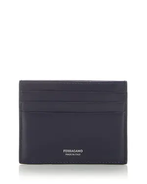 FERRAGAMO Leather Card Case - Midnight