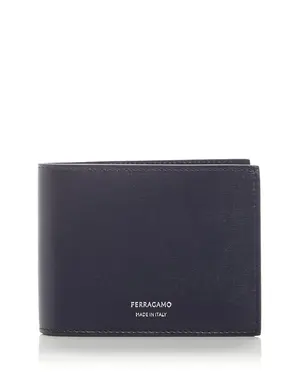FERRAGAMO Florence Leather Bifold Wallet - Midnight/nero