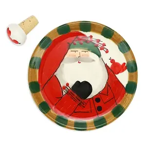 VIETRI Old St. Nick Canape Plate With Cork Stopper