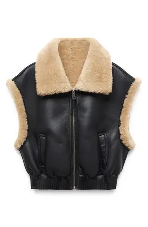 Mango Faux Shearling Bomber Vest