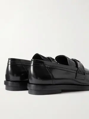 Alexander McQueen Black Leather Penny Loafers with Silver Crest Alexander McQueen coin-embellished Penny Loafers | Black  main image 3