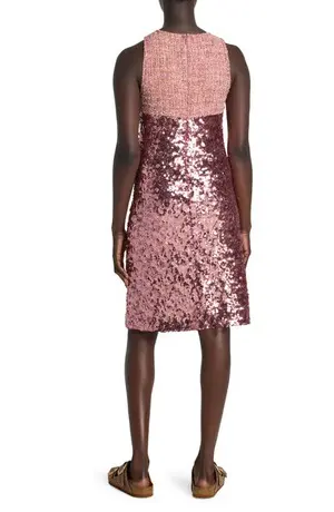 St. John Sleeveless Sequin Tweed Dress
