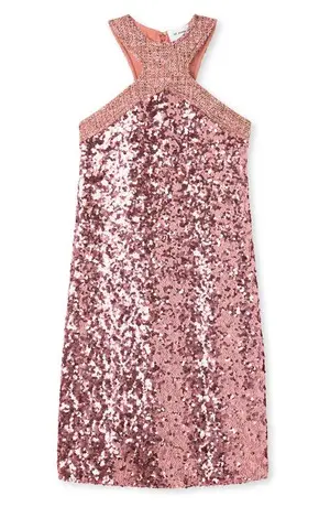 St. John Sleeveless Sequin Tweed Dress