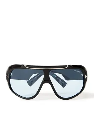 TOM FORD Rellen Oversized Aviator-style Acetate And Gold-tone Sunglasses
