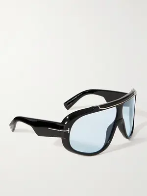 TOM FORD Rellen Oversized Aviator-style Acetate And Gold-tone Sunglasses