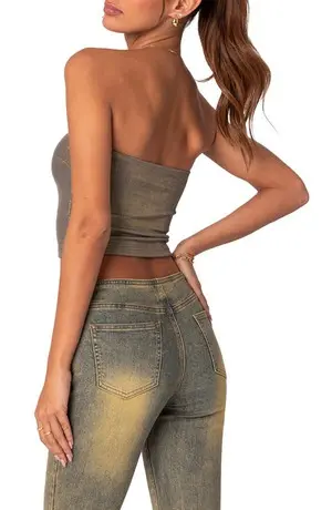 EDIKTED Spotlight Metallic Tube Top