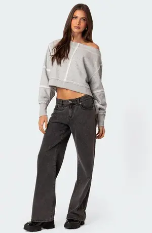 EDIKTED Inside Out Crop Sweatshirt
