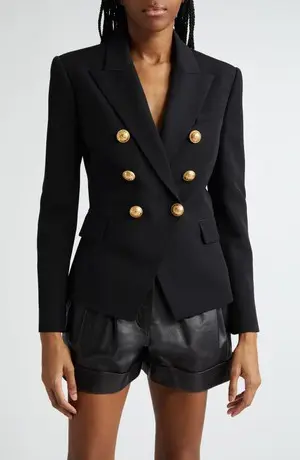 Balmain Classic Six-button Grain De Poudre Jacket