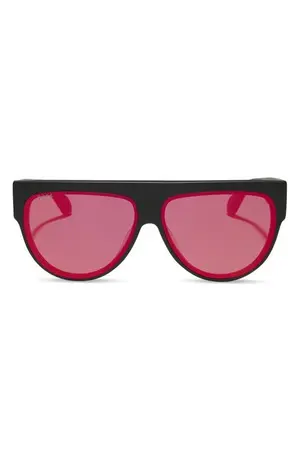 DIFF Georgie 58mm Gradient Shield Sunglasses - Matte Black / Red Hot Mirror