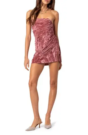 EDIKTED Drawstring Detail Strapless Minidress