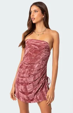 EDIKTED Drawstring Detail Strapless Minidress