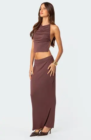 EDIKTED Kenzie Drape Open Back Crop Top