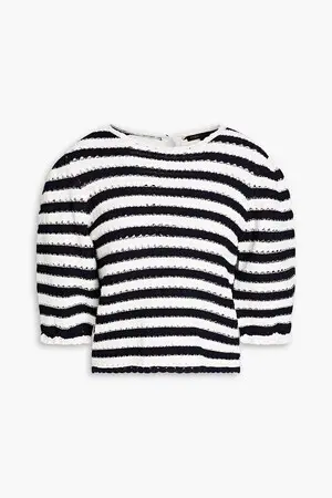 Maje Striped Pointelle-knit Top