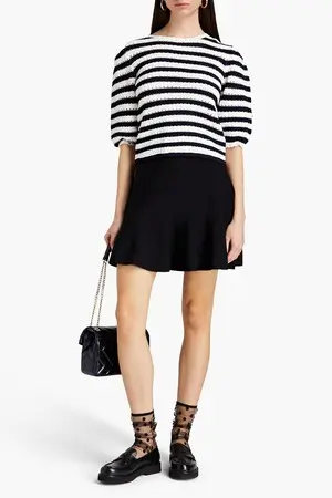 Maje Striped Pointelle-knit Top