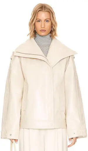 Remain Birger Christensen Oversized Leather Jacket In White