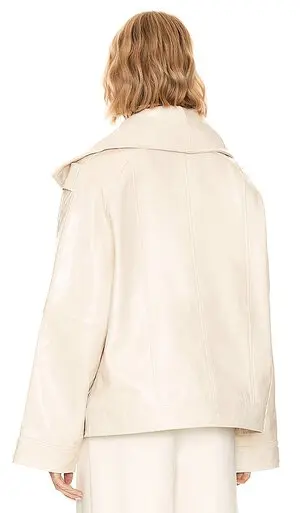 Remain Birger Christensen Oversized Leather Jacket In White