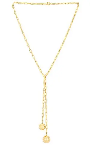 ADINA EDEN Double Ball Link Drop Lariat Necklace - Gold