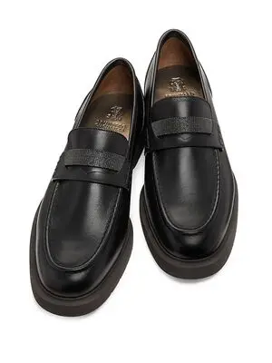 Brunello Cucinelli Leather Penny Loafers - Nero