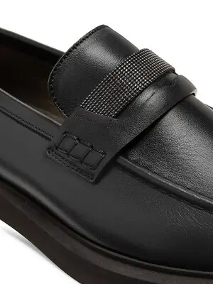 Brunello Cucinelli Leather Penny Loafers - Nero