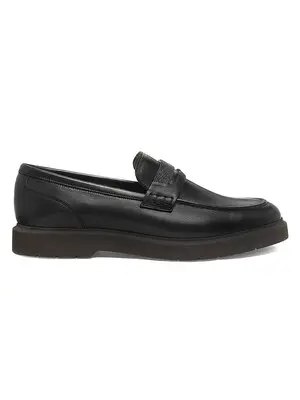 Brunello Cucinelli Leather Penny Loafers - Nero