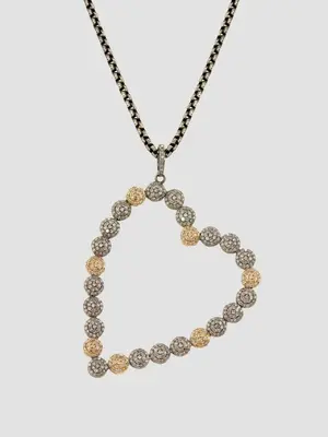 Nina Gilin 14k Yellow Gold & 4.40 Tcw Diamond Oversized Heart Pendant Necklace - Silver