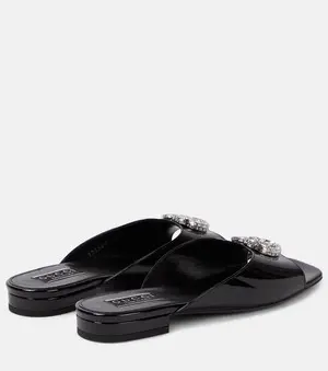 Gucci Gg Embellished Patent Leather Slides