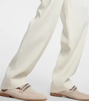 Brunello Cucinelli High-rise Gabardine Wide-leg Pants - White