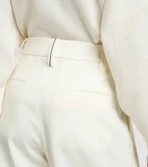 Brunello Cucinelli High-rise Gabardine Wide-leg Pants - White
