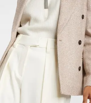 Brunello Cucinelli High-rise Gabardine Wide-leg Pants - White