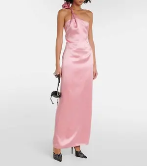 Magda Butrym Floral-appliqué Silk Satin Gown