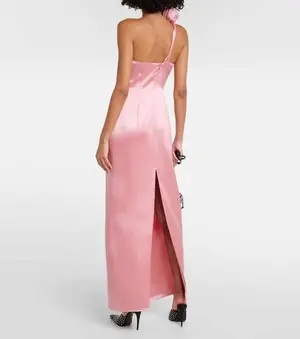 Magda Butrym Floral-appliqué Silk Satin Gown