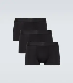 Sunspel Set Of 3 Cotton-blend Boxer Briefs - Black